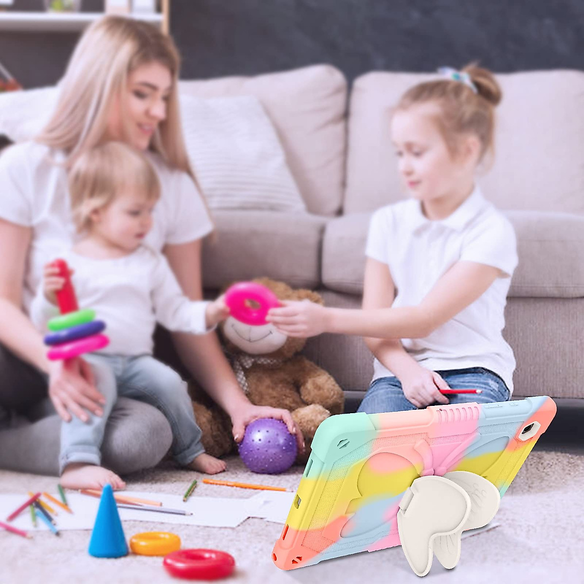 DUEDUE for Samsung Galaxy Tab A8 10.5 Case 2022, Butterfly Wings Kickstand 3D