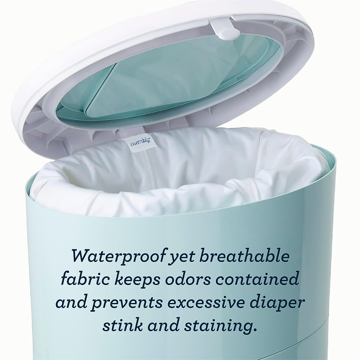 Esembly Pail Pouch, Hangable and Washable Waterproof Diaper Pail Liner and Reusable Laundry Bag, One Size, Sea Salt