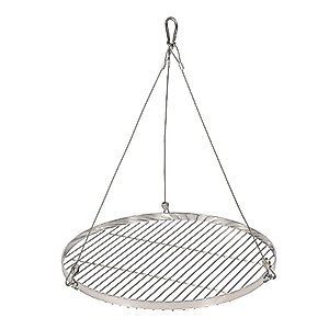 Lineslife Φ19.7 Stainless Steel Fire Pit Grill Cooking Grate, Round BBQ Grill Grate with Durable Carabiner and Wire Rope for Outdoor BBQ Picnic