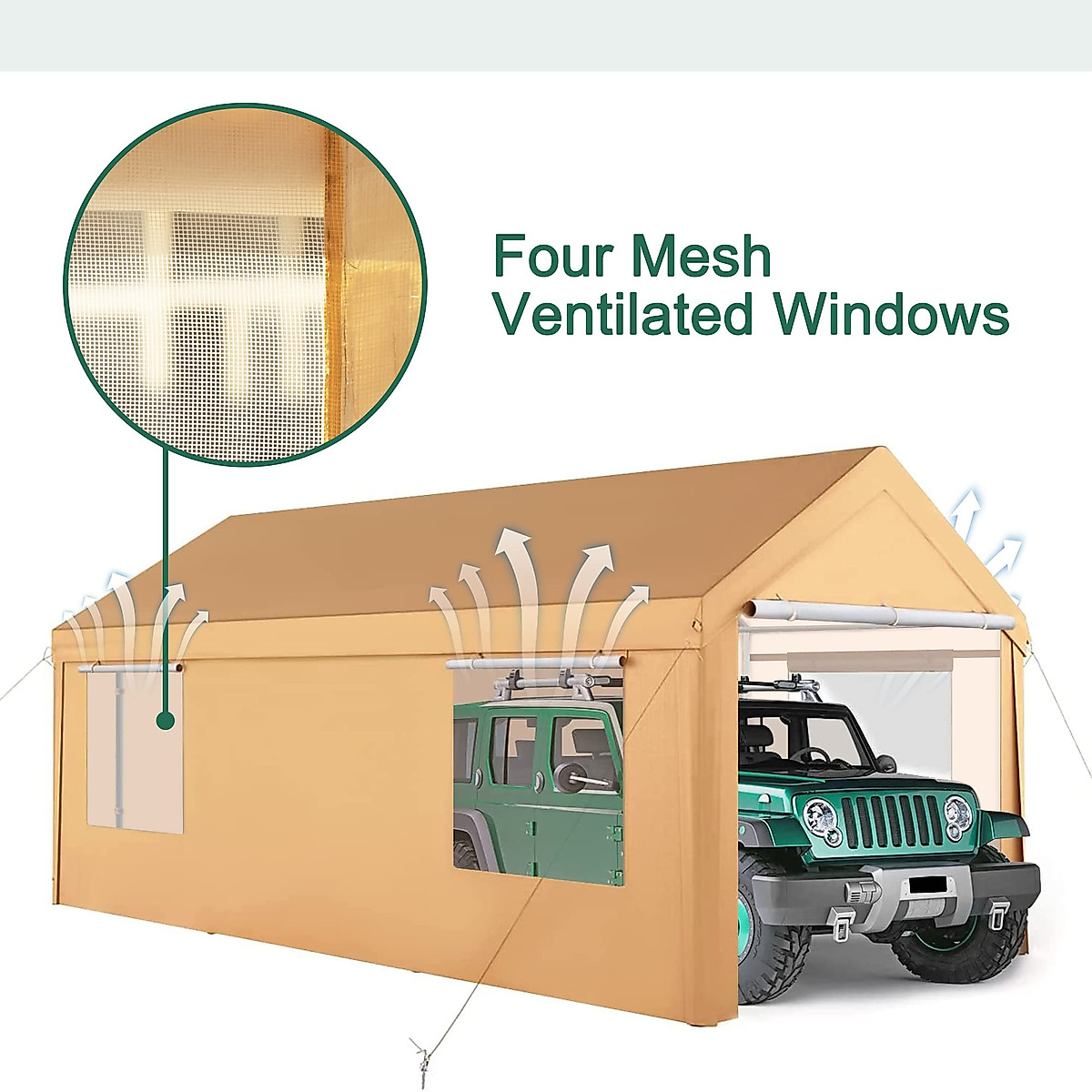 MARVOWARE 10x20ft Heavy Duty Carport with Removable Sidewalls & Doors, Rolling Curtain and Doors,Car Canopy Portable Garage for Automobile, Boat, Tools, Car Garage Tent for Market Party