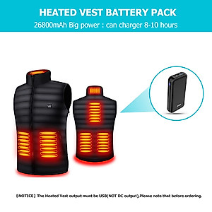 CHHID LCD Display Portable Charger Power Bank,Dual USB 26800mAh Phone Charger,5V 2A Battery Pack for Heated Vest,Heated Jacket,iPhone,Android etc.