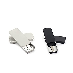 HLLMX 3 PCS Mini Metal Tin Box Containers Metal Slide Top Tin Containers Rectangular Empty Hinged Tins Box Containers 3.15 by 1.34 by 0.4 Inch for Candies Jewelry Crafts Pills Survival Kit