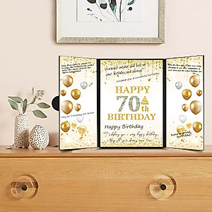 MDCGFOD 70th Birthday Decorations Happy 70th Birthday Guest Book for Men Women, Black Gold Birthday Alternative Signature Board for 70th Birthday Gifts Cheers to 70 Years Birthday Party Supplies
