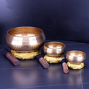 6.1inch sound bowl meditation set Handcrafted tibetan singing bowl heart chakra sound bath bowl zen music healing frequencies Yoga Prayer and Mindfulness Nepal meditation mat accessories (15.5cm)