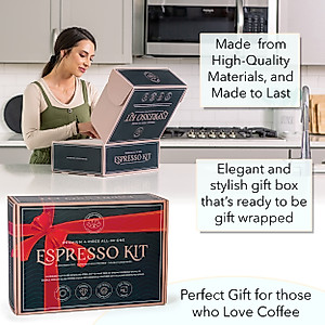 Ranza Home Moka Pot Stovetop Espresso Maker Set, With 9 Cup Coffee Percolator Pot, 2x Glass Coffee Mugs (12oz) and Milk Frother for Coffee. Stove Top Cafetera Greca, Cuban or Italian Coffee Maker
