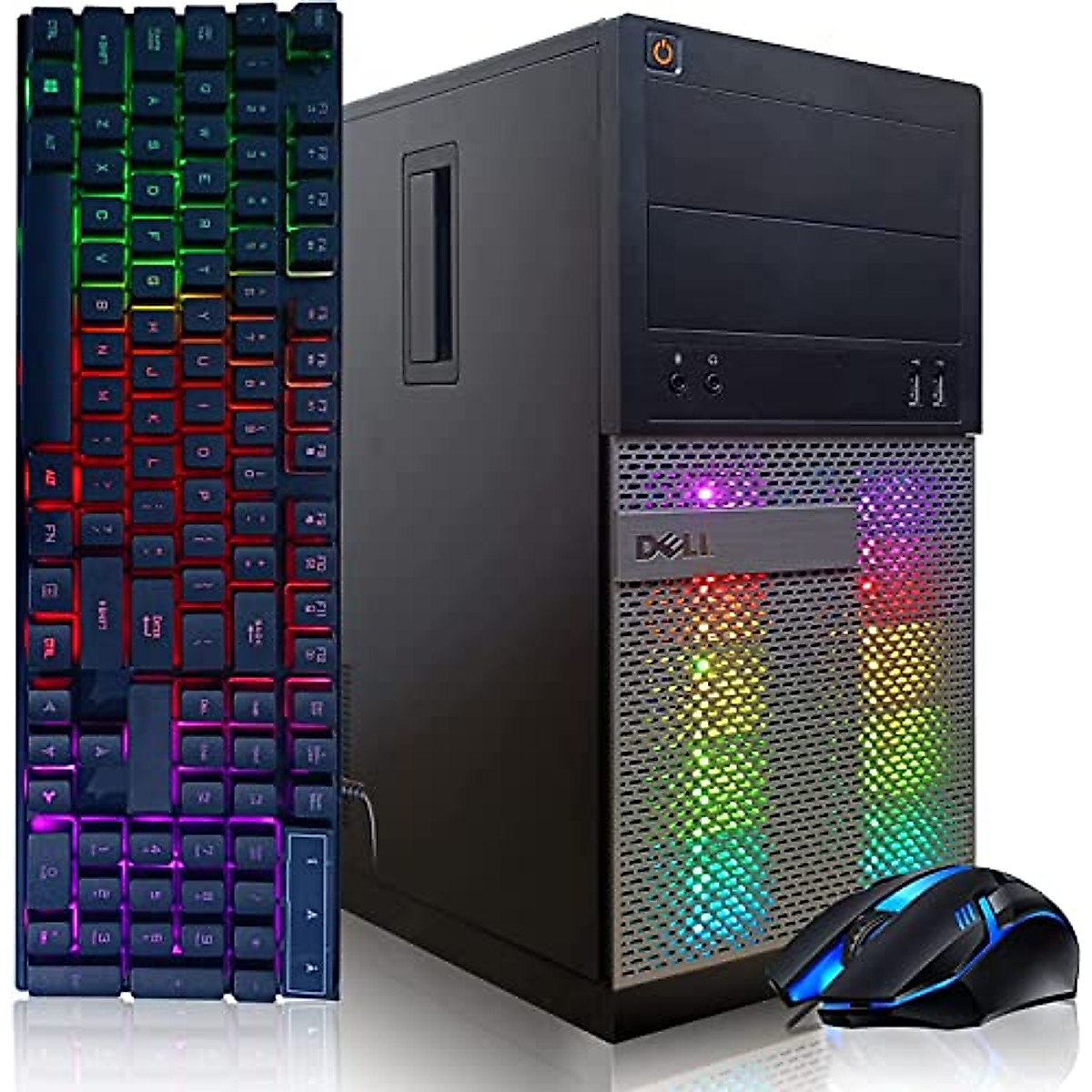 Dell RGB Gaming Desktop PC, Intel Quad I5 up to 3.6GHz, Radeon R9 370 4G GDDR5, 16GB RAM, 128G SSD + 2TB, DVD, WiFi & Bluetooth, RGB Keyboard & Mouse, Win 10 Pro (Renewed)