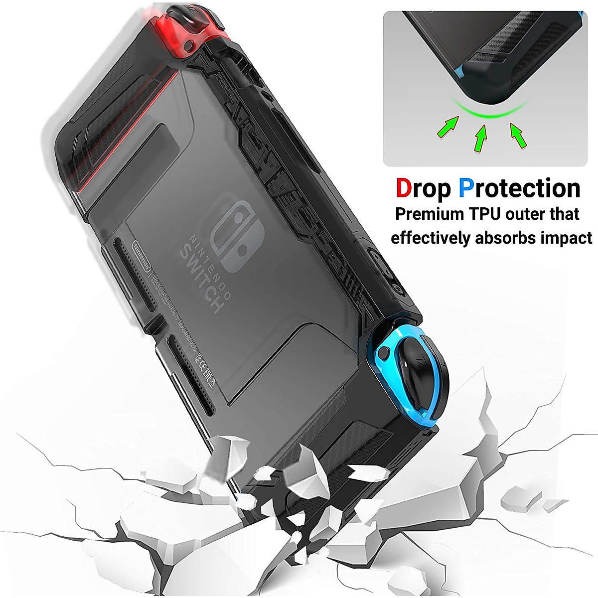 Innoc Switch Case Dockable Case for Nintendo Switch with Screen Protector and Thumb Caps, Ergonomic TPU Grip Ultra-Thin Protective Case for Nintendo Switch (Green)