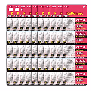 KaPonsec 50 Pack CR2032 DL2032 3V Lithium Coin Cell Battery