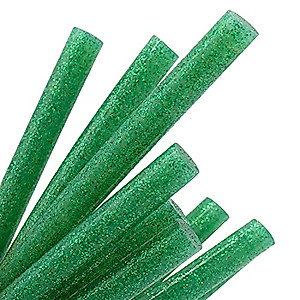 FOCMKEAS 16 PCS Mini Hot Glue Sticks 0.27" Dia. x 3.94" Long Hot Melt Glue Gun Sticks All Purpose Adhesive for Multi-Temp Hot Glue Gun Glue DIY Work， Glitter Green