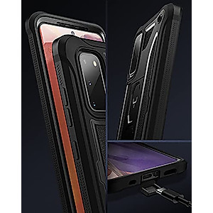 YOUMAKER Designed for Samsung Galaxy S20 5G Case with Built-in Screen Protector and Kickstand Shockproof Case Work with Fingerprint ID Military Grade Drop Tested Cover for S20 6.2 inch-Black