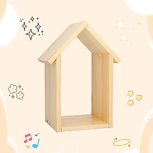 Taladad for Tonie Shelf,Tonies Storage with 40Pcs Adhesive Metal Plate for Creative Tonie Box Magnetic Shelf for Tonie Figures,Characters,Wooden Shelf for Kids (House)