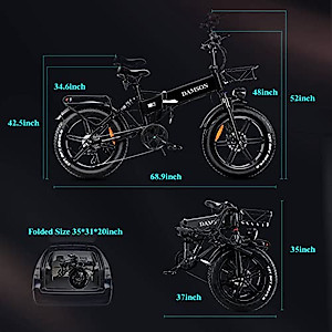 DAMSON Electric Bike for Adults 20" 4.0 Fat Tire Ebike 750W E-Bike Mountain Beach Snow R7 Folding Electric Bicycles with 48V 15Ah Removable Battery Shimano 8 Speed Up to 30MPH (Gray)