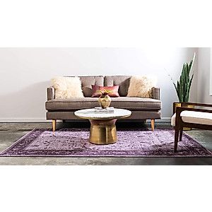 Unique Loom La Jolla Collection Farmhouse, Contemporary, Botanical, Traditional, Vintage Area Rug, 7 x 10 ft, Violet/Dark Purple