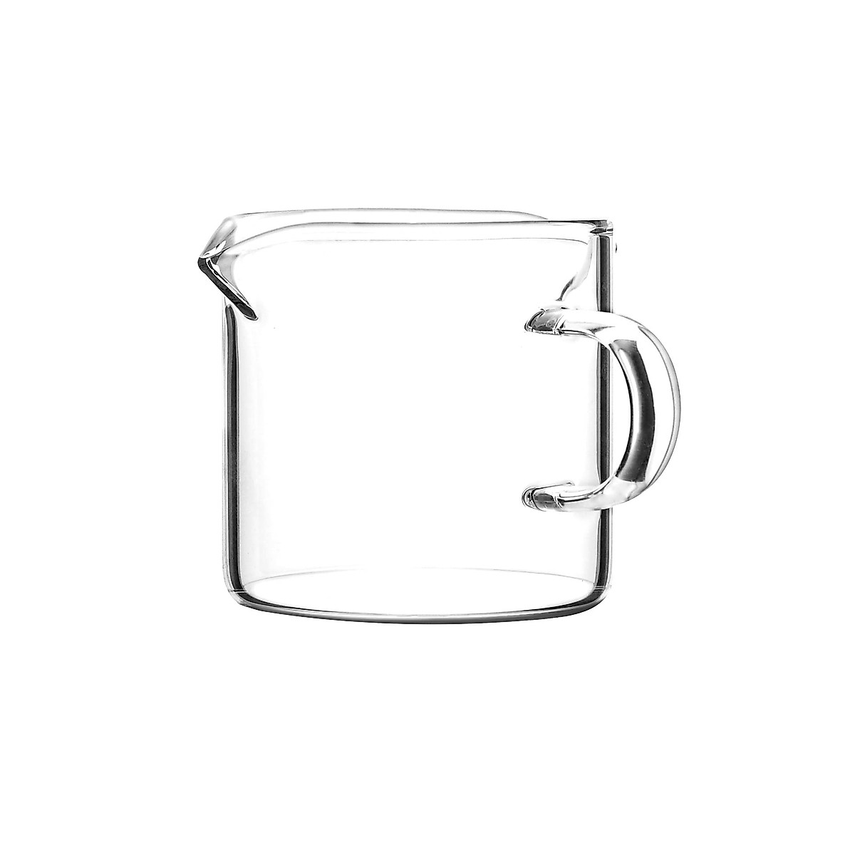 QWORK Double Spouts Espresso Shot Glass Cup Without Scale, 2 Pack Clear Glass Round Beaker with Handle, Suitable for Milk Coffee