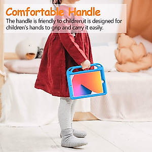 eTopxizu Kids Case with Built-in Screen Protector for New iPad 10.2 Inch 2021/2020/2019 (9th/8th/7th Gen), Shockproof Handle Stand Case for 2021/2020/2019 iPad 10.2, iPad Air 3 10.5 2019, Blue