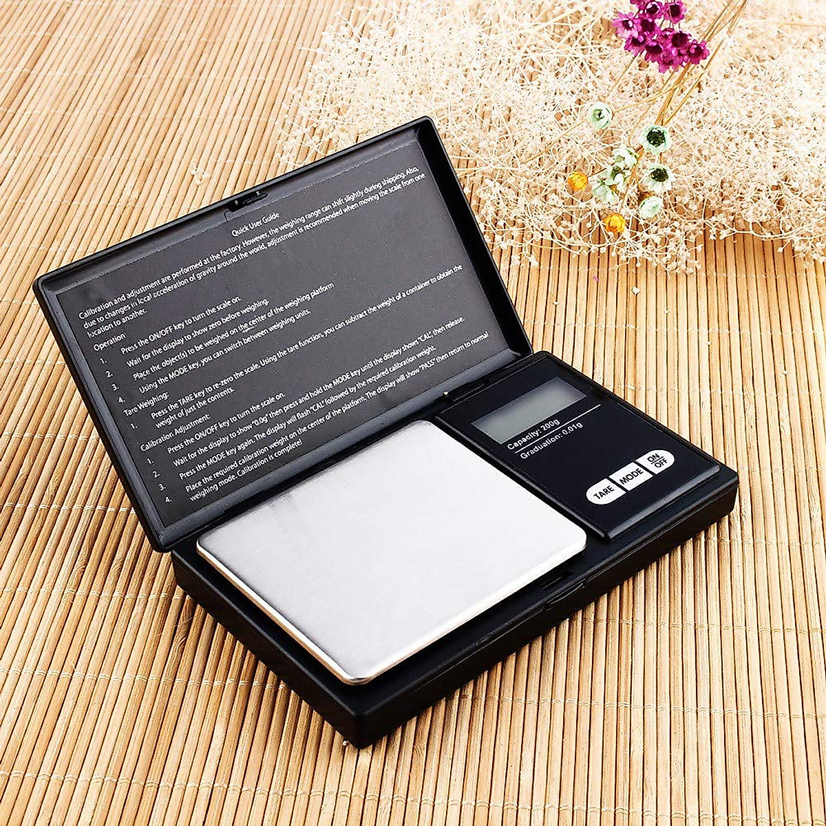 Jewelry Food Digital Pocket Scale,High Accuracy Within 200 g/0.01 gTravel Personal Nutrition Scale,Portable Silver Weed Herb Medicine Gram Weight Scale,Black