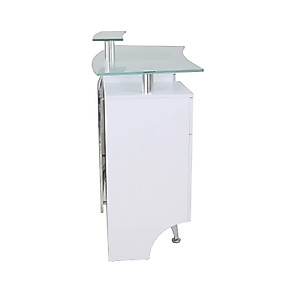 DERMALOGIC Glasglow I Reception Desk with Glass Top, Office Restaurant Beauty Salon Furniture, White 50" L x 19" W