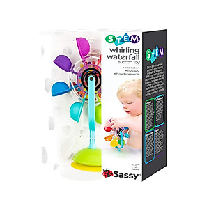 Sassy Whirling Waterfall Suction Stem Toy for Bathtime Fun & Learning, Multicolor