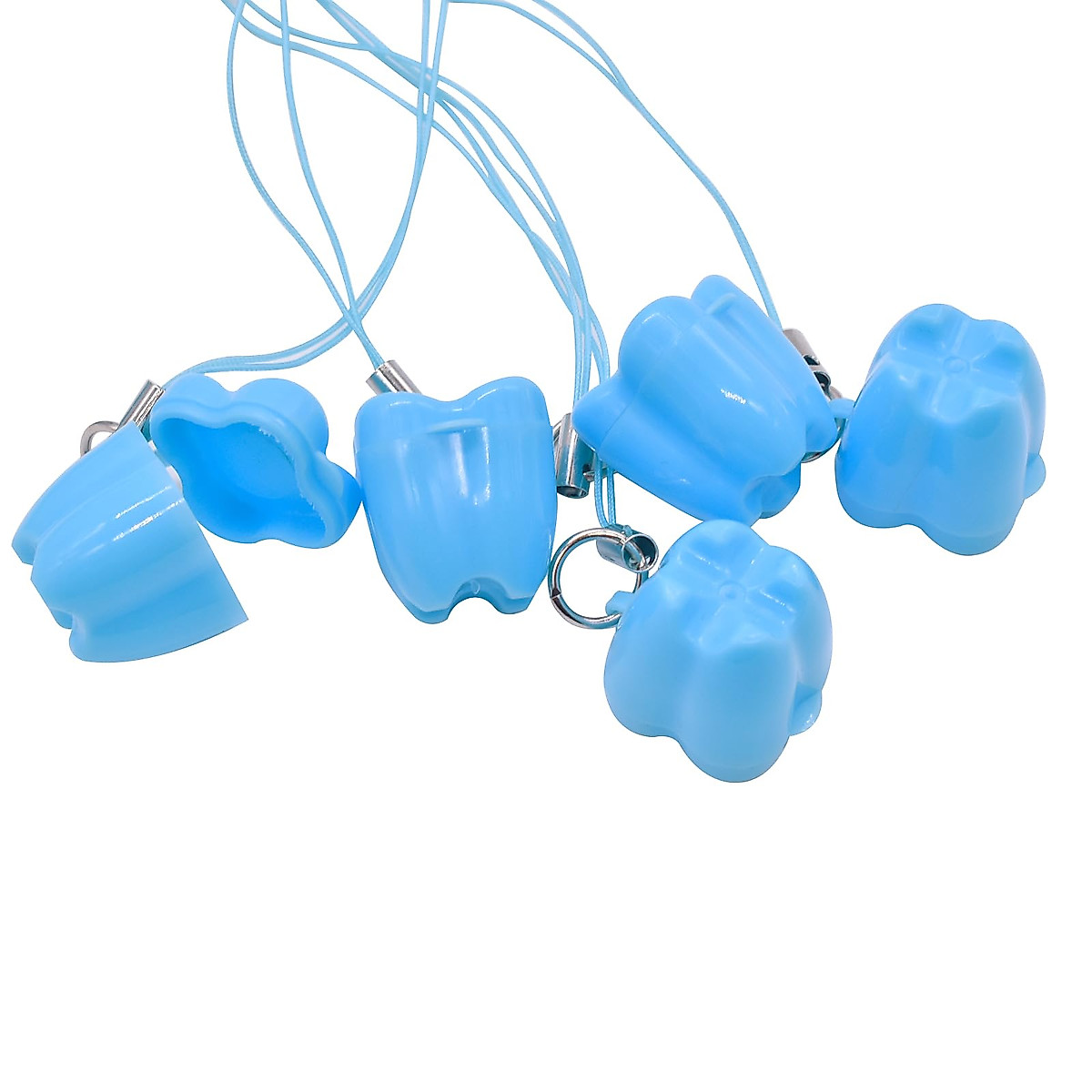Angzhili Plastic Tooth Saver Necklaces Baby Tooth Boxes for Lost Teeth School Tooth Box for Kids (10pcs, Blue)