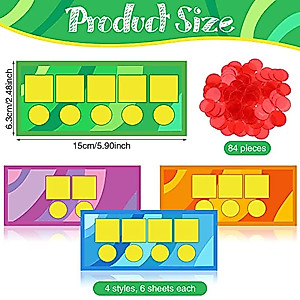 hwojjha Sound Box Mats and Chips 24 Pcs Dry Erase Mats and 84 Pcs Chips Phonemic Awareness Phonics Games Reading Games Sound Box Mats and Chips (Bright Style,Cardboard)