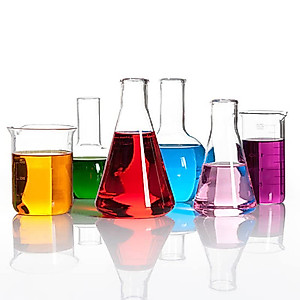 Yarlung 6 Pack Glass Beakers Set, Graduated Measuring Beakers Thick Boro 3.3, Griffin Low Form 25/50/100/250/500/1000ml