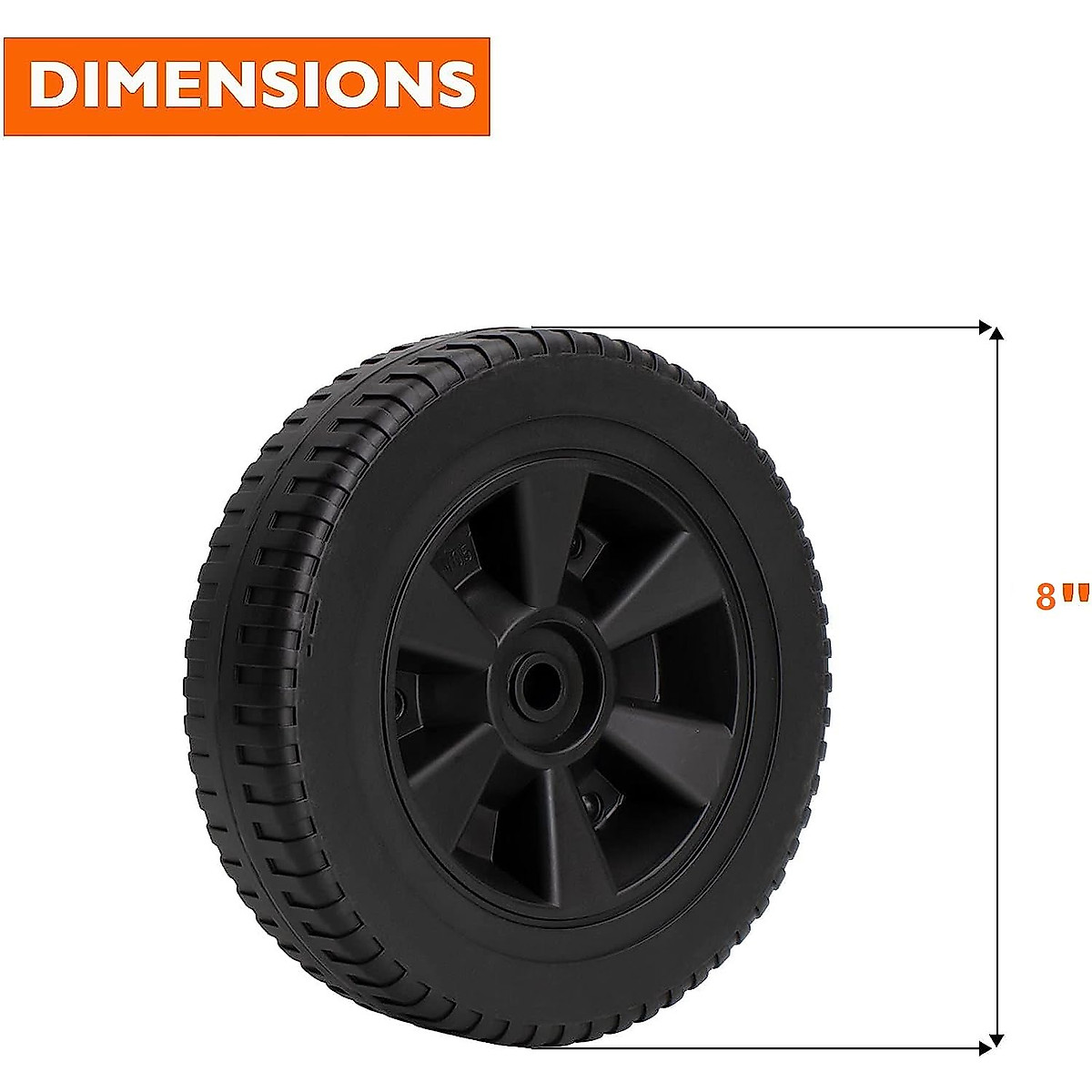 BBQ Future G210-0018-W1 8" Grill Wheels Replacement Parts for Charbroil Gas Grills wheels 463320107 463320707, Thermos 461320508, Grill Master, Kenmore and Other Brands Grills, Black Plastic Wheel