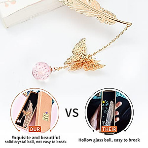 Gold Feather Bookmark 3D Butterfly Book Markers for Women Kids Men Book Lovers Reader Teacher Student Gift