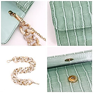 Naimo Crocodile Clutch Purses for Women Snake Print Leather Evening Bag Shoulder Handbag with Chunky Acrylic Chain