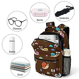 Cute Snail And Flower Travel Laptop Backpack Study Shoulder Bag With Reinforced Adjustable Straps For Outdoor Camping School