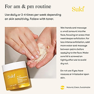 Face Scrub Exfoliating Face Wash – Suki Skincare Exfoliate Foaming Cleanser Natural Face Wash, Deep Pore Cleaner Microdermabrasion Facial Scrub, Colloidal Oat & Raw Sugar Scrub Face Exfoliator 3.38 oz