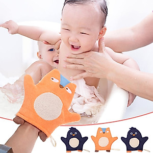 Uonlytech Natural Loofah Sponge 3pcs Skin- friendly Kids Bath Mitts Lovely Animal Shower Gloves Soft Terry Cloth Bath Puppet Baby Washcloths Shower Loofah Sponge for Kids Mens Body Scrubber