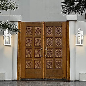 Darkaway Outdoor Lights Fixtures Wall Mount, Outdoor Wall Sconce Lights with Seeded Glass Waterproof Outside Exterior Lights Fixture for House, Front Porch, Patio (2 Pack, White)