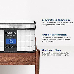 Inofia Twin Mattress 10 Inch, Medium Firm Twin Mattress in a Box, Hybrid Mattress Twin Size with Responsive Memory Foam, Sleep Cooler with More Pressure Relief & Support