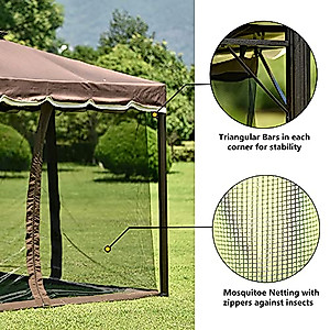 Goohome Outdoor Gazebo, Double Vented Dome Top Patio Gazebo with Mosquito Netting for Backyard, Sturdy Metal Frame Waterproof Canopies, Gazebos & Pergolas, for Poolside and Deck, 9.8Ft.Wx9.8Ft.L