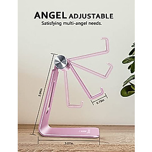 Tobeoneer Adjustable Cell Phone Stand Desktop Phone Holder, Aluminum Desk Stand Cradle Dock for iPhone 13 12 Mini 11 Xr Xs max 8 7 6 6s 5 Plus Samsung Huawei All Smartphones (Rose Gold)