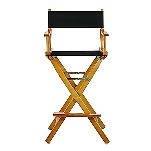Casual Home 30" Director's Chair Honey Oak Frame-with Black Canvas, Bar Height