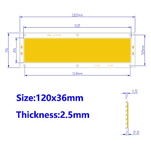 Symbuth 5 Pack COB LED Bar Lamp Module, 112-SMD LED Chip, 1600LM 16W LED Light Strip, DC 12V Input Bar Light Chip for DIY Car Lamp Auto Work Light, 4.7x1.4in Ultra-Thin LED Panel, Warm White 3000K