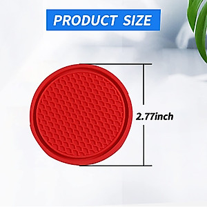 Yonwait 4 Pack Anti Slip Car Cup Coaster, Embedded in Ornaments, Fit for Most Models (Red)