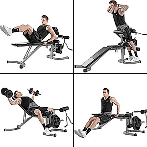 Merax Weight Bench with Leg Extension - 6+3 Positions Adjustable Olympic Utility Benches with Preacher Curl Upgrade Design