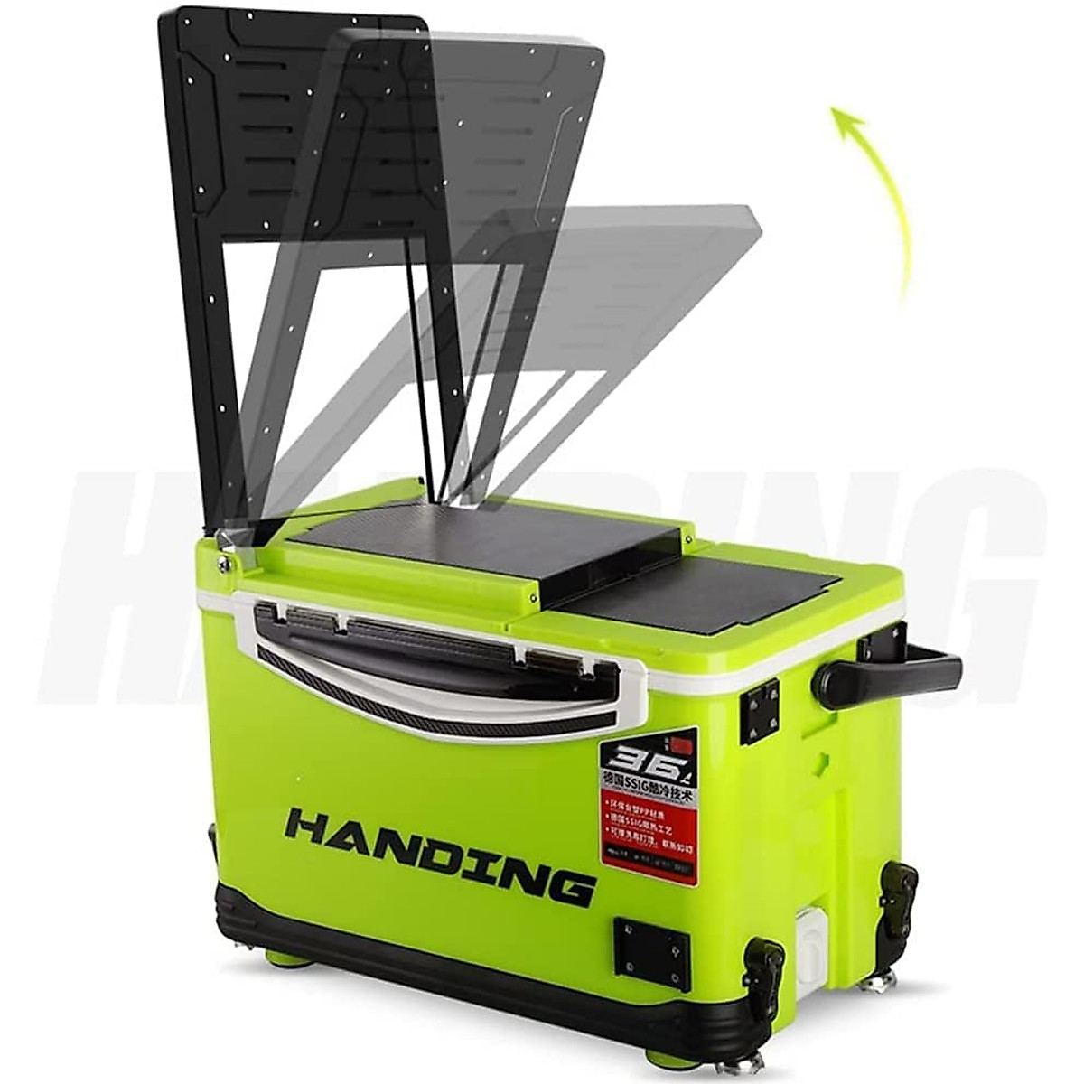 Fishing Box, Portable 36L Full Set of Ultra-Light and Multi-Functional Table Fishing Box with Hidden Backrest, Four-Leg Lift, for Outdoor Camping Competition