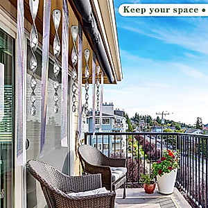 ELCOHO 2 Rolls Reflective Scare Tape 150 Feet Long Double Sided Repellent Tape with 12 Pieces Reflective Scare Rods for Garden, Eaves, Orchards