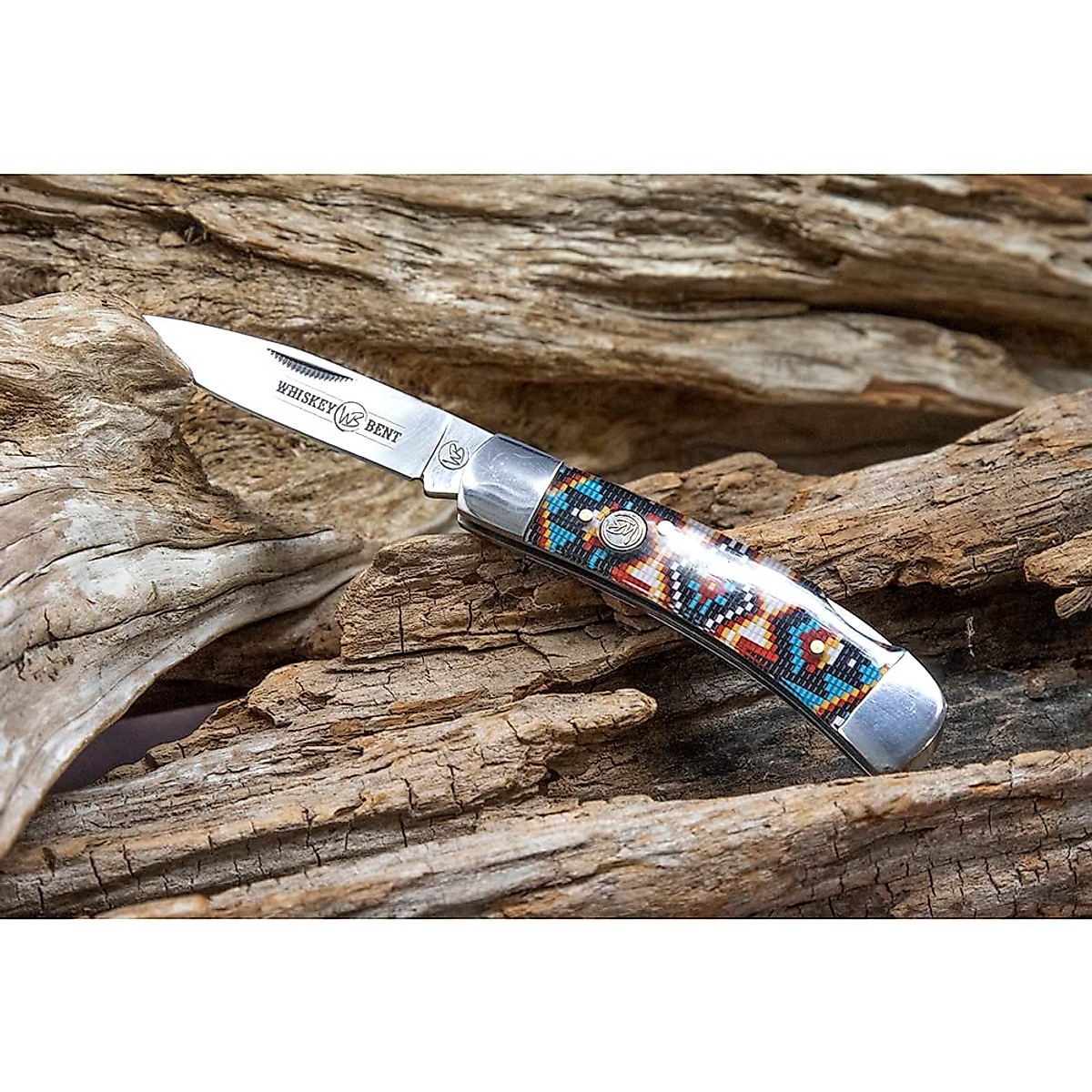 WHISKEY BENT HAT CO. Traditional Lock Blade Folding Pocket Knife 3.75" Closed Length 440C Stainless Steel Blade (Southwest Sand)