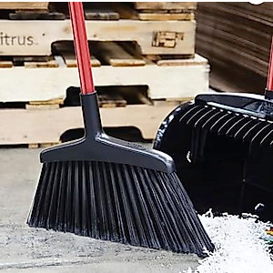 Commercial Wide Commercial Angle Broom, 55" Length, 15" Width, Black/Red (6)