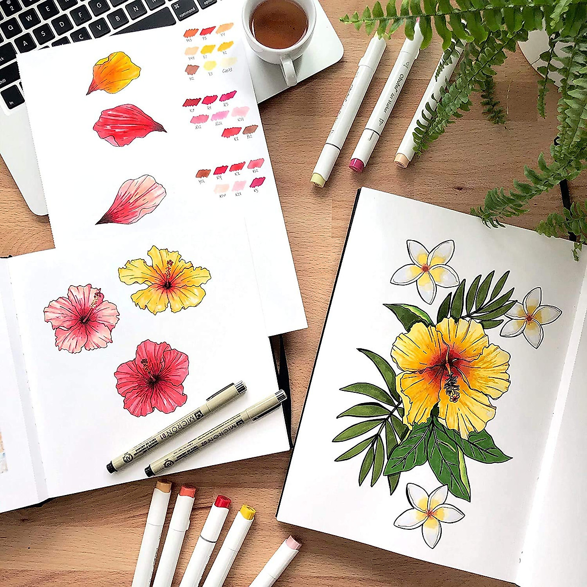 Ohuhu Sketchbook Marker Paper Pad: 8.3"x8.3" Square Art Sketch Book Drawing Papers 78 Sheets/156 Pages 120 LB/200 GSM Hardcover Sketching Books for Alcohol Markers Heavyweight Sketchpad Christmas Gift