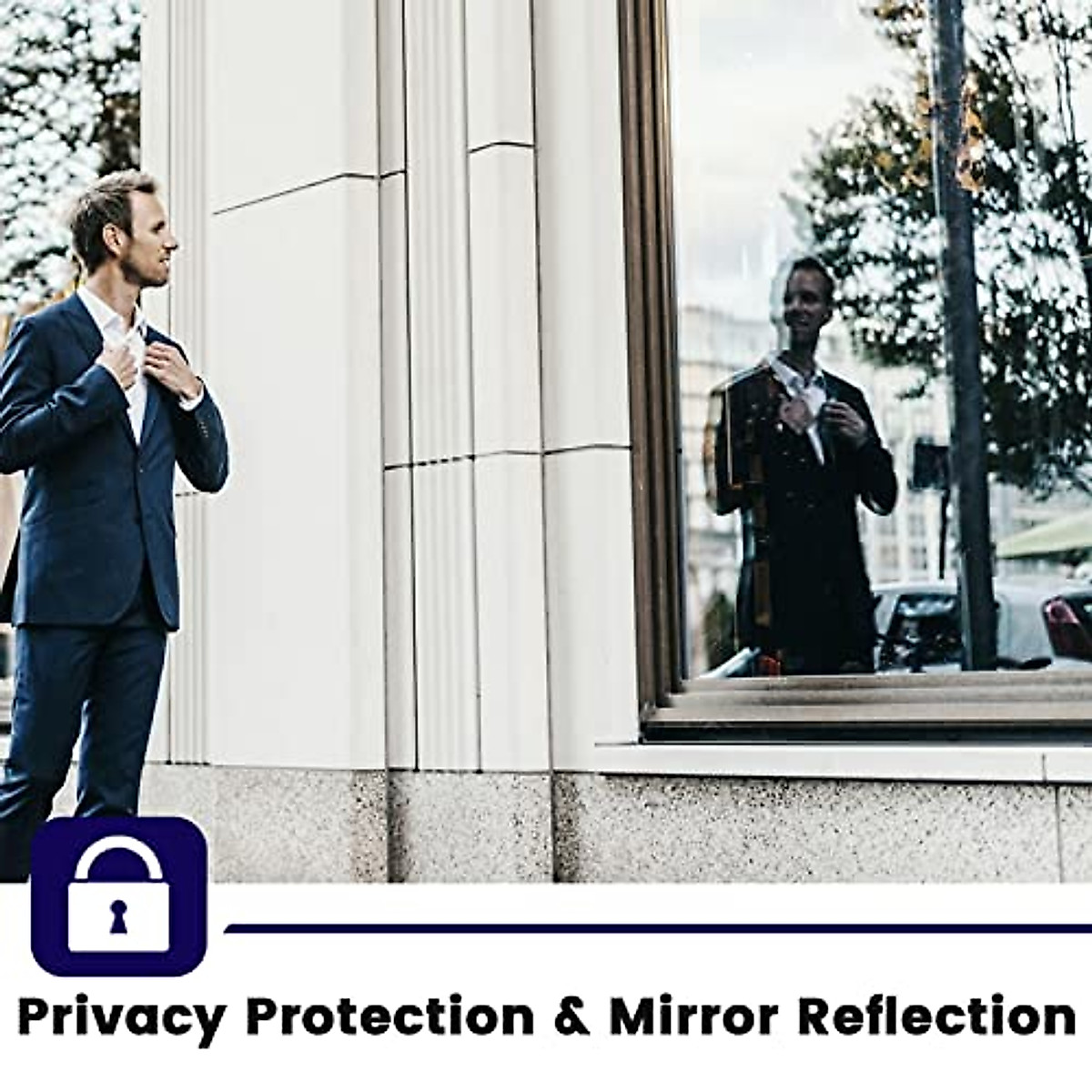 Crafts Graphy Window Film One Way Daytime Privacy Mirror Film, Non-Adhesive Static Cling, Heat Control Sun Blocking Anti UV Reflective Window Tint for Home and Office, Silver, 23.6 Inch x 6.5 Feet