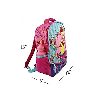 Fancy Nancy Girls 5 piece Backpack and Snack Bag School Set (One Size, Pink/Blue)