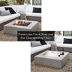 FEBTECH Square 27 X 27 Inches Stainless steel fire Pit cover fits 24 X 24 inches Drop-in burner Fire pit Pan lid Square Cover Grill fire ring lid Thick 1.5mm with handle