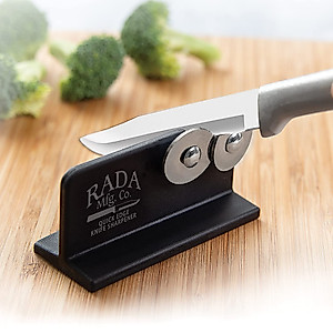 Rada Cutlery Quick Edge Knife Sharpener – Stainless Steel Wheels Made in the USA, 3 Pack