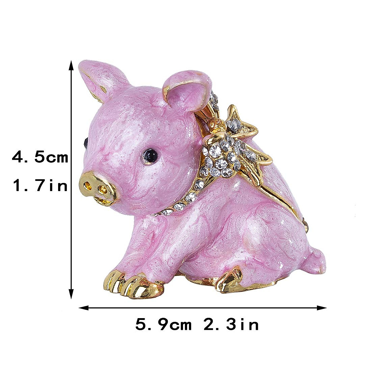 YU FENG Cute Piggy Jewelry Trinket Box Hinged Collectible Crystal Jeweled Pig Decor Animal Figurines