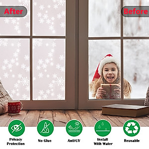 Niviy Christmas Decorations Privacy Window Film Snowflakes Window Clings Decals Stickers Non Adhesive Frosted Glass Film Heat Control 17.7” x 78.7”